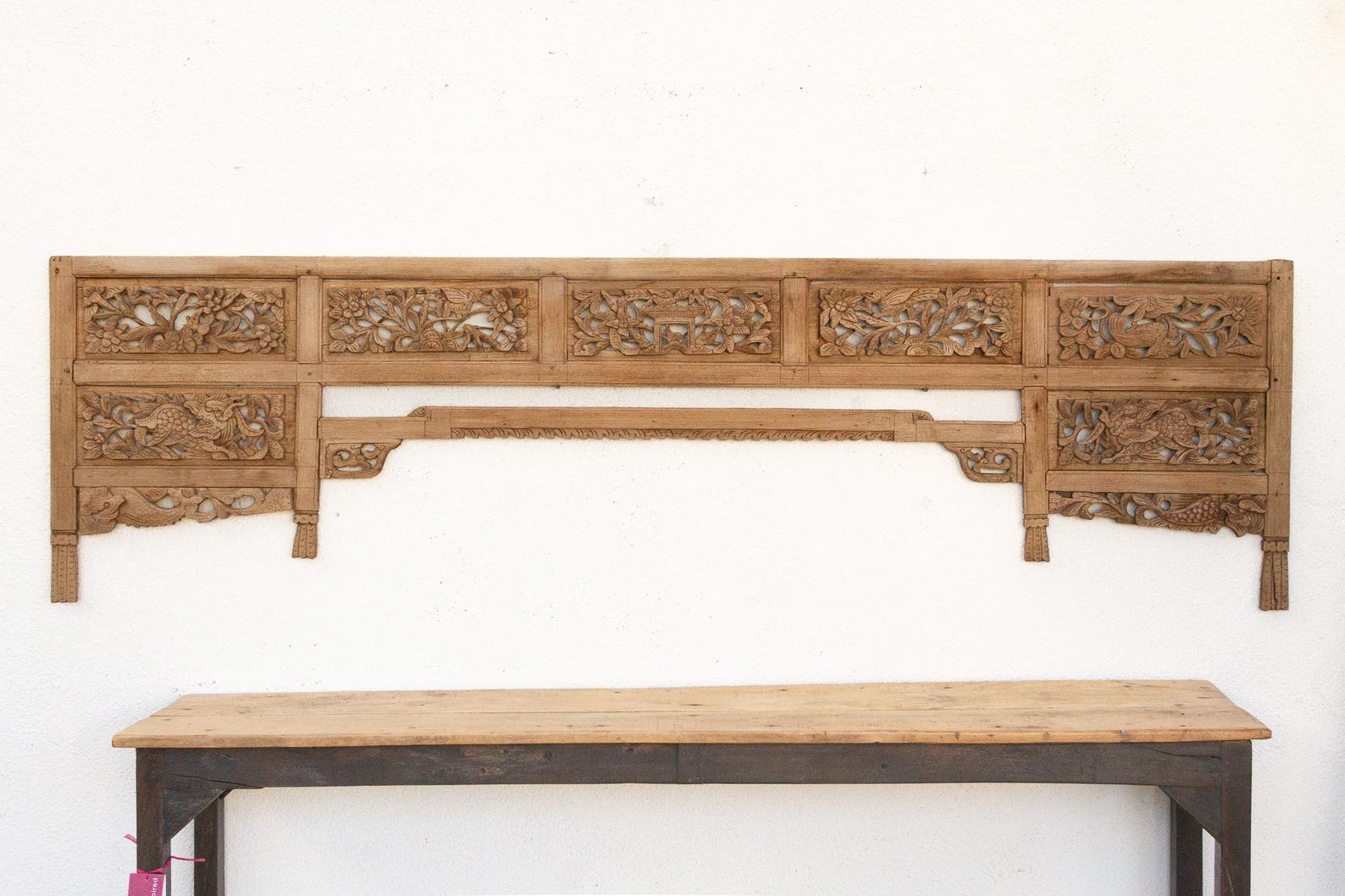 Antique Carved Wood Lintel: Rustic Farmhouse Wall Decor, Carved ...