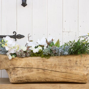 Massive Antique Bleached Wood Trough Planter, Wooden Trough, Tree Trunk ...