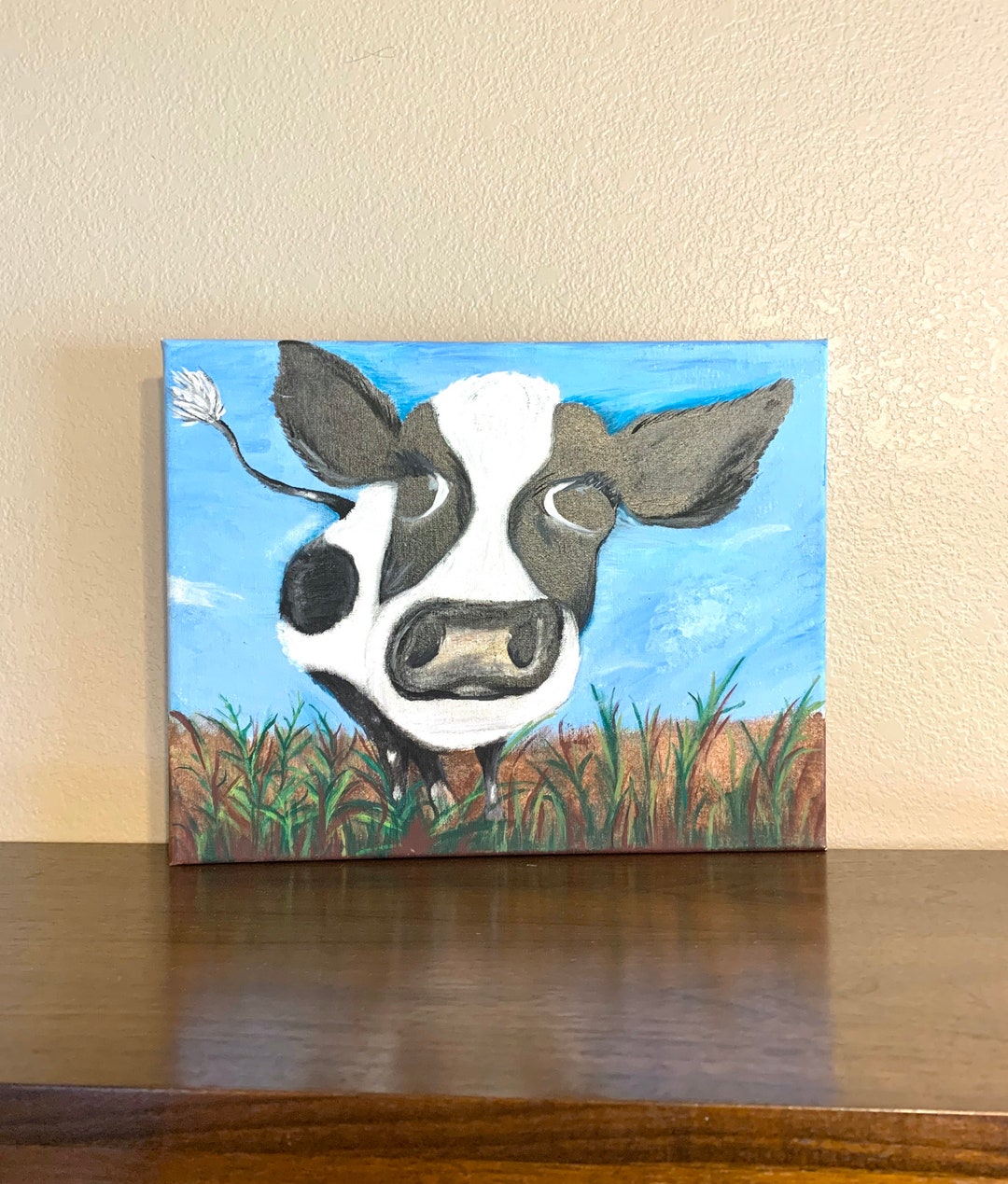 Cow Acrylic Canvas Painting Farm Animal Painting Cow Art - Etsy