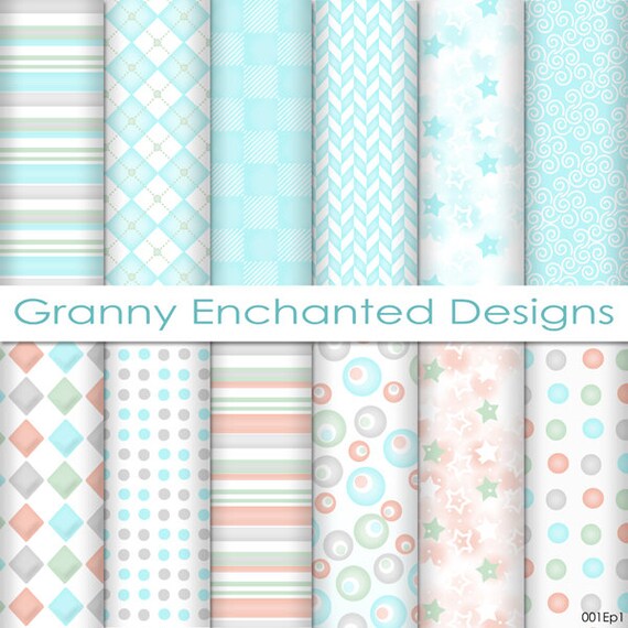 Scrapbooking Decoupage Background Mint Green and Gray Floral Chevron ...