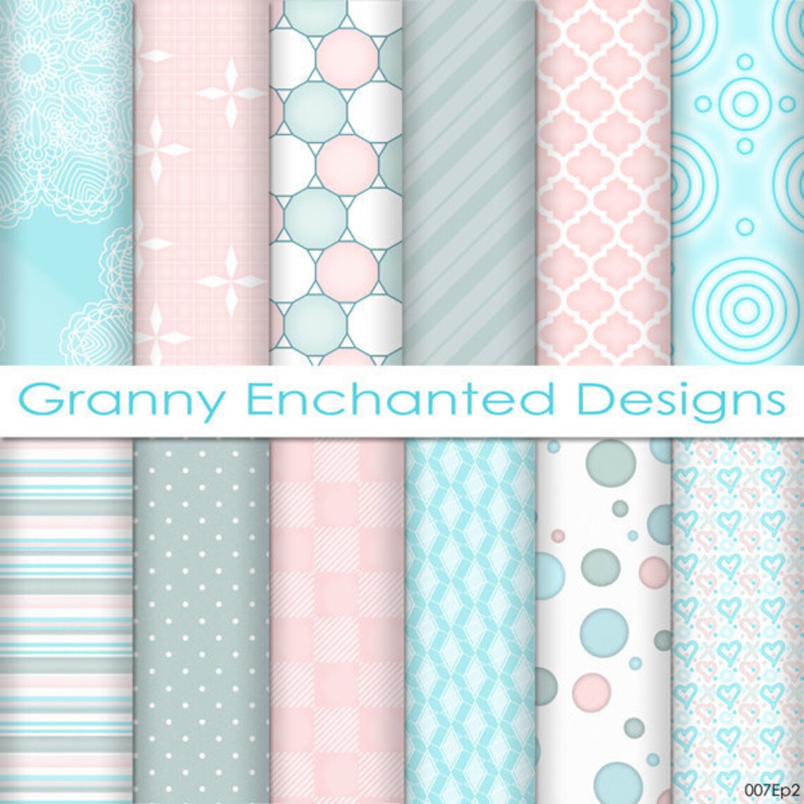 Soft Beach: 12 Digital Papers– in Teal, Blue, White, and Blush Patterns ...