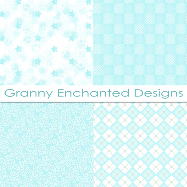 12 Digital Papers - Teal, Gray, Pink, and Green Soft Patterns for ...