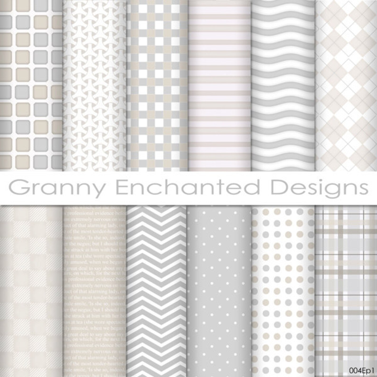 12 Digital Papers – in White, Gray, and Taupe Patterns for Digital ...