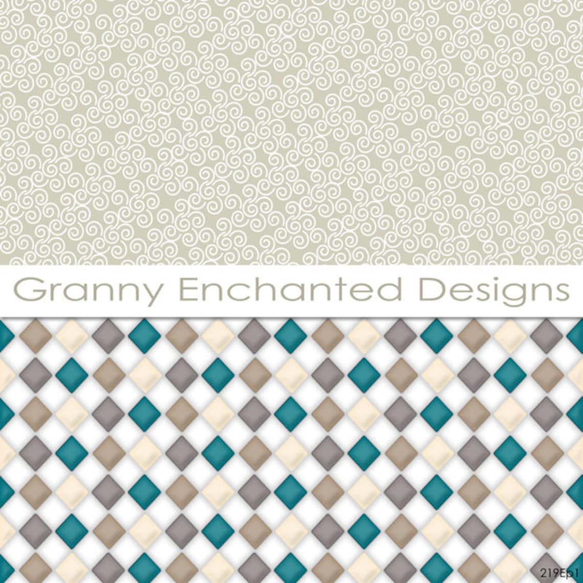 12 Digital Papers – in White, Gray, Teal, and Taupe Patterns for ...