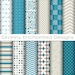 12 Digital Papers in White, Gray, Teal, and Taupe Patterns for Digital ...