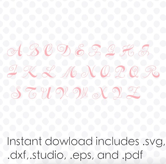 Swirl Font Svg File Alphabet Instant Download Zipped .dxf | Etsy