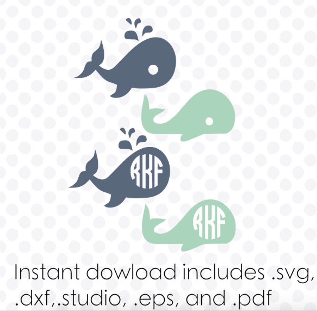 Whale Monogram Frame Instant Download zipped .eps .pdf .dxf .svg and ...