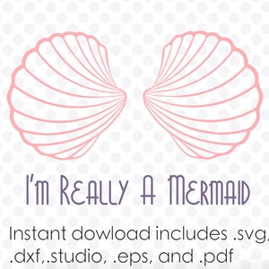 Mermaid Sea Shell Bra Instant Download zipped .eps .dxf .svg and ...