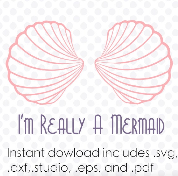 Mermaid Sea Shell Bra instant download zipped .eps .dxf .svg | Etsy