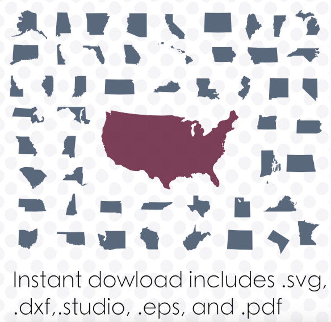 50 States/united States Instant Download zipped .eps .dxf - Etsy