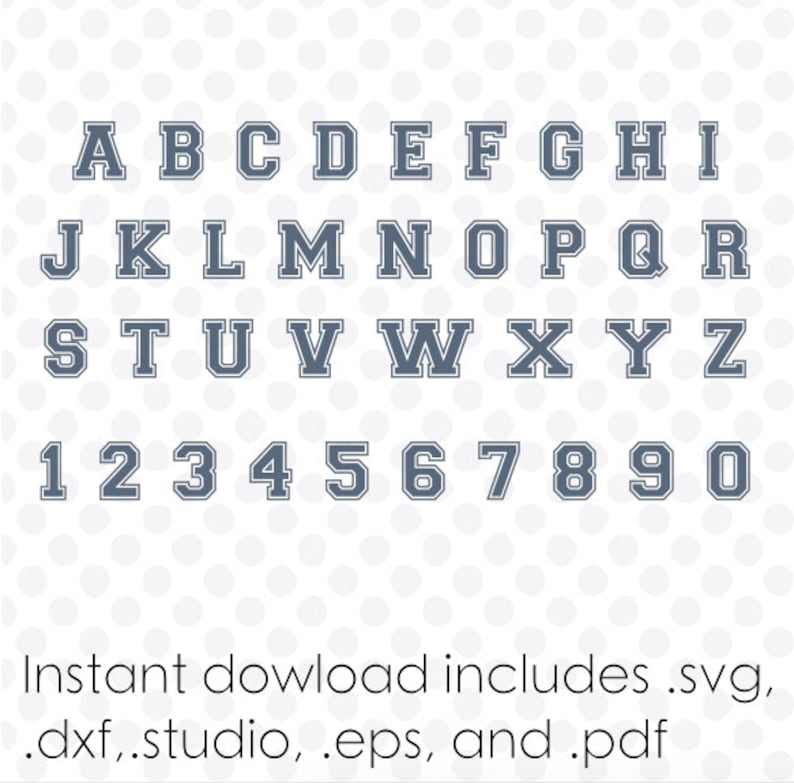 High school font svg file alphabet instant download zipped | Etsy