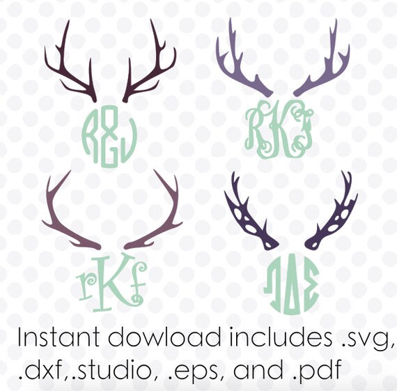 Antler Svg Deer Monogram Frame Instant Download zipped .eps | Etsy