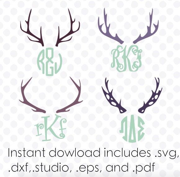 Antler svg deer monogram frame instant download zipped .eps | Etsy