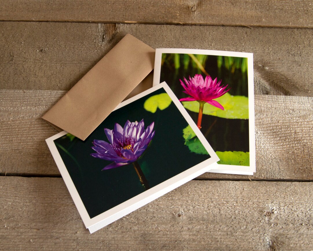 Lily Note Cards. Set of 12 6 Each of 2 Images With Kraft - Etsy