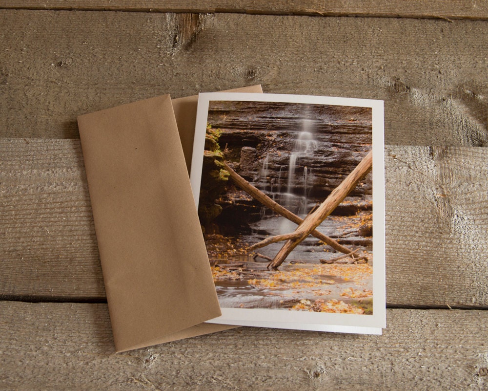 Fall Color Note Cards. Trees, Leaves, Waterfall. Set of 12 With Kraft ...