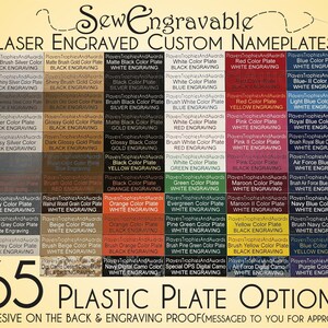 Custom PLASTIC Name Plate Variety of Sizes, Fonts, 65 Color Options ...