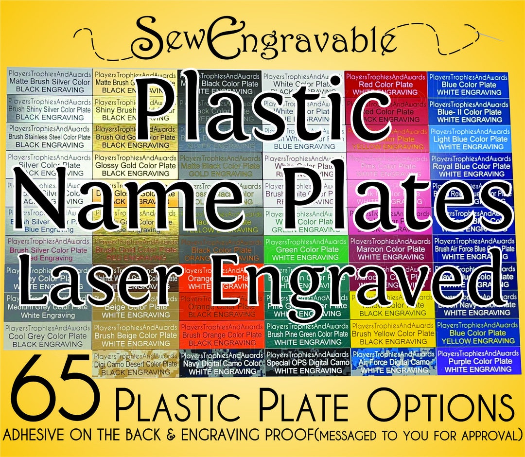 Custom PLASTIC Name Plate 1 Inch Tall Variety of Sizes - Etsy