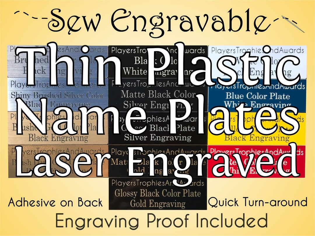 Engraved Name Plate THIN PLASTIC Name Tag Custom Laser Engraving Sign ...