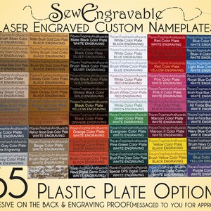 Custom PLASTIC Name Plate Variety of Sizes, Fonts, 65 Color Options ...