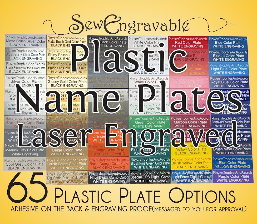 Custom PLASTIC Name Plate 1 Inch Tall Variety of Sizes Personalized ...