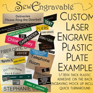 Custom PLASTIC Name Plate 1 Inch Tall Variety of Sizes Personalized ...
