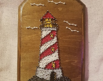 Lighthouse String Art Sign Lighthouse Sign Lighthouse Wooden Sign Beach ...