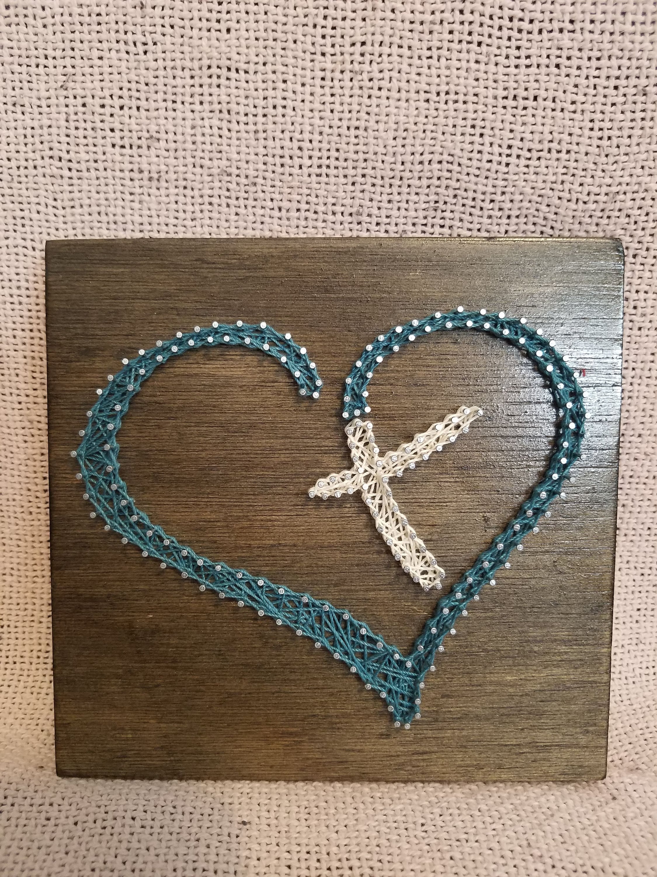 Heart and Cross String Art Sign - Etsy