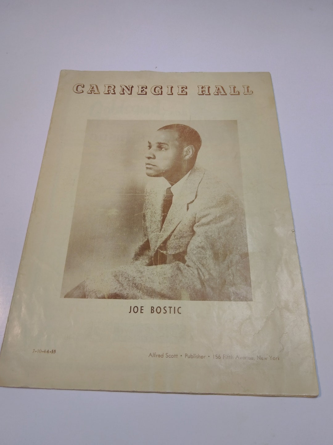 Carnegie Hall, JOE BOSTIC, PROGRAM; 1955 - Etsy