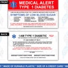 Diabetes Wallet Card, Diabetic Alert Card, Emergency ID Card, Medical ...