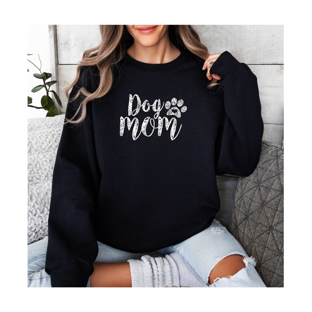 Dog Mom Hoodie, Dog Mom Hooded Sweatshirt, Dog Mom Paw Print Heart ...