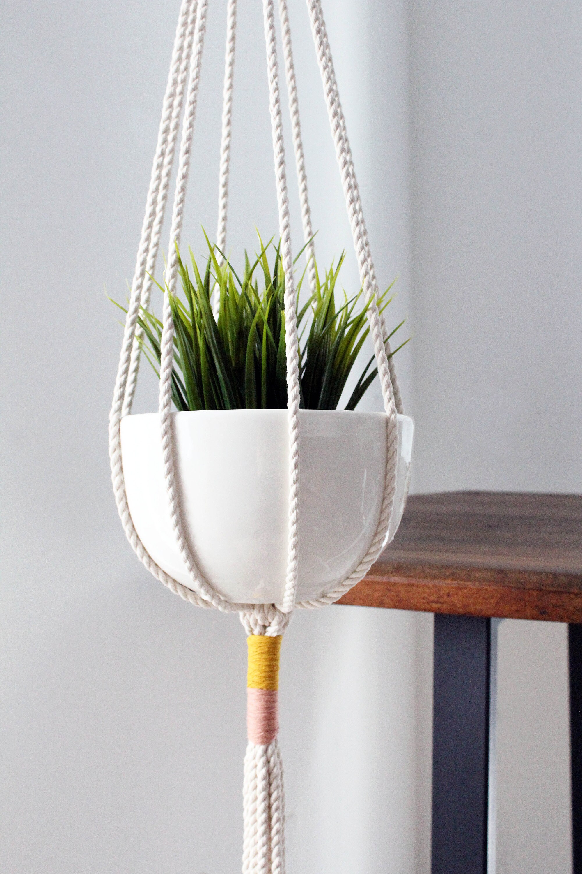 Handmade Color Block Macrame Plant Hanger: 100% Cotton Rope, 36 Inch - Etsy