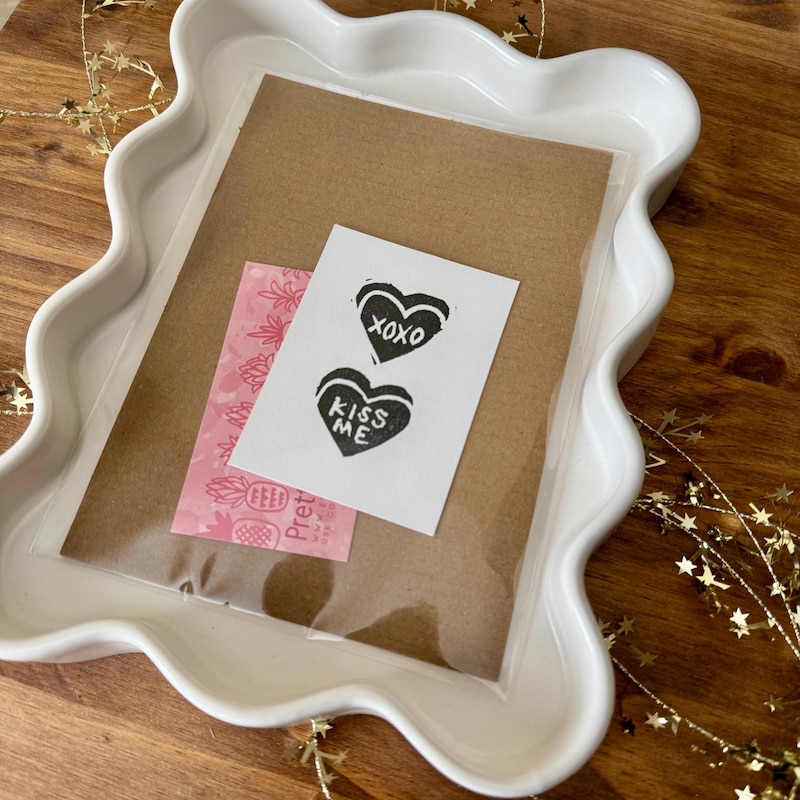 Valentines Linocut Print - Etsy