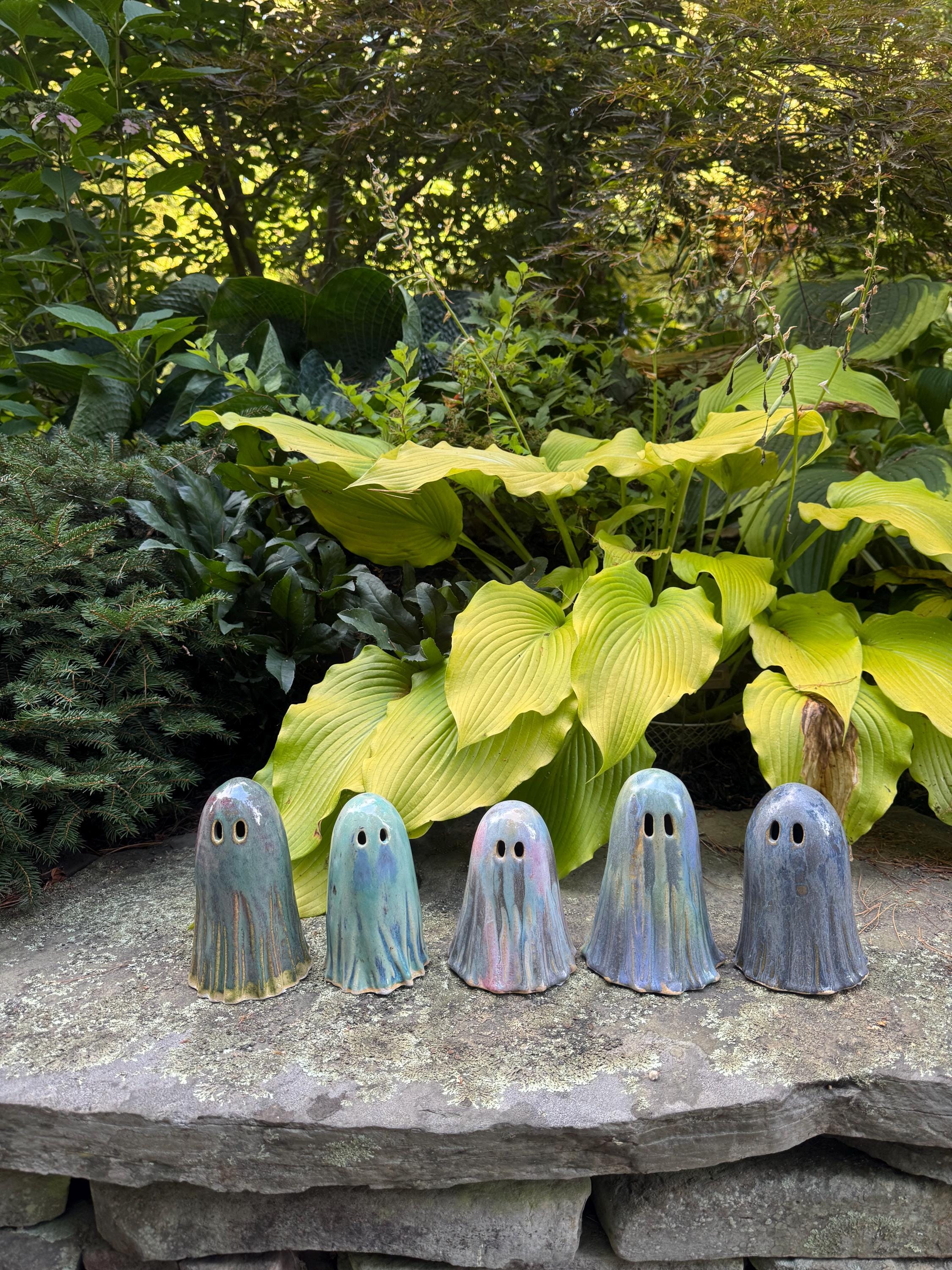 Colorful Ceramic Ghosts, Spooky, Halloween Decor, Luminary, Lantern ...