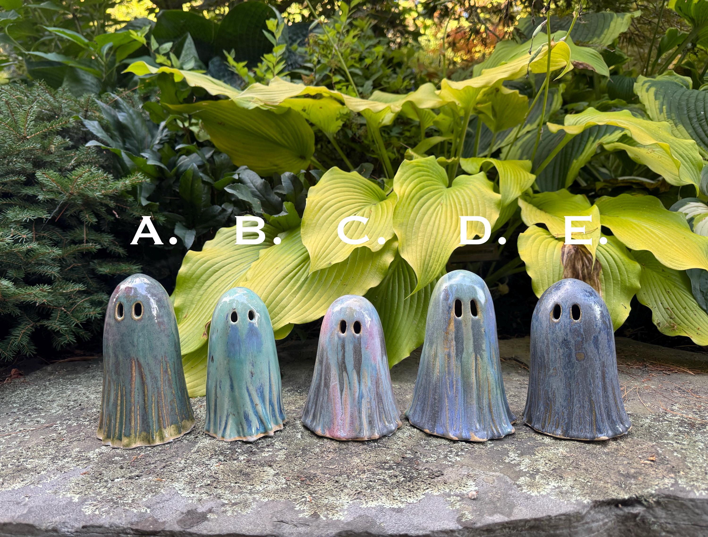 Colorful Ceramic Ghosts, Spooky, Halloween Decor, Luminary, Lantern ...