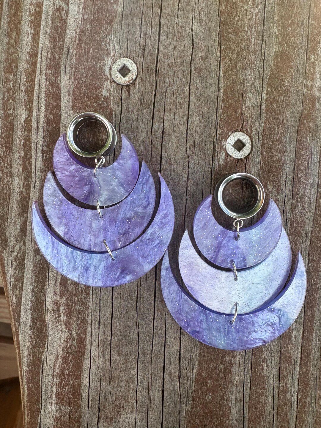 2pc - Beautiful Purple Sparkly Half Moon Statement Gauges - Etsy