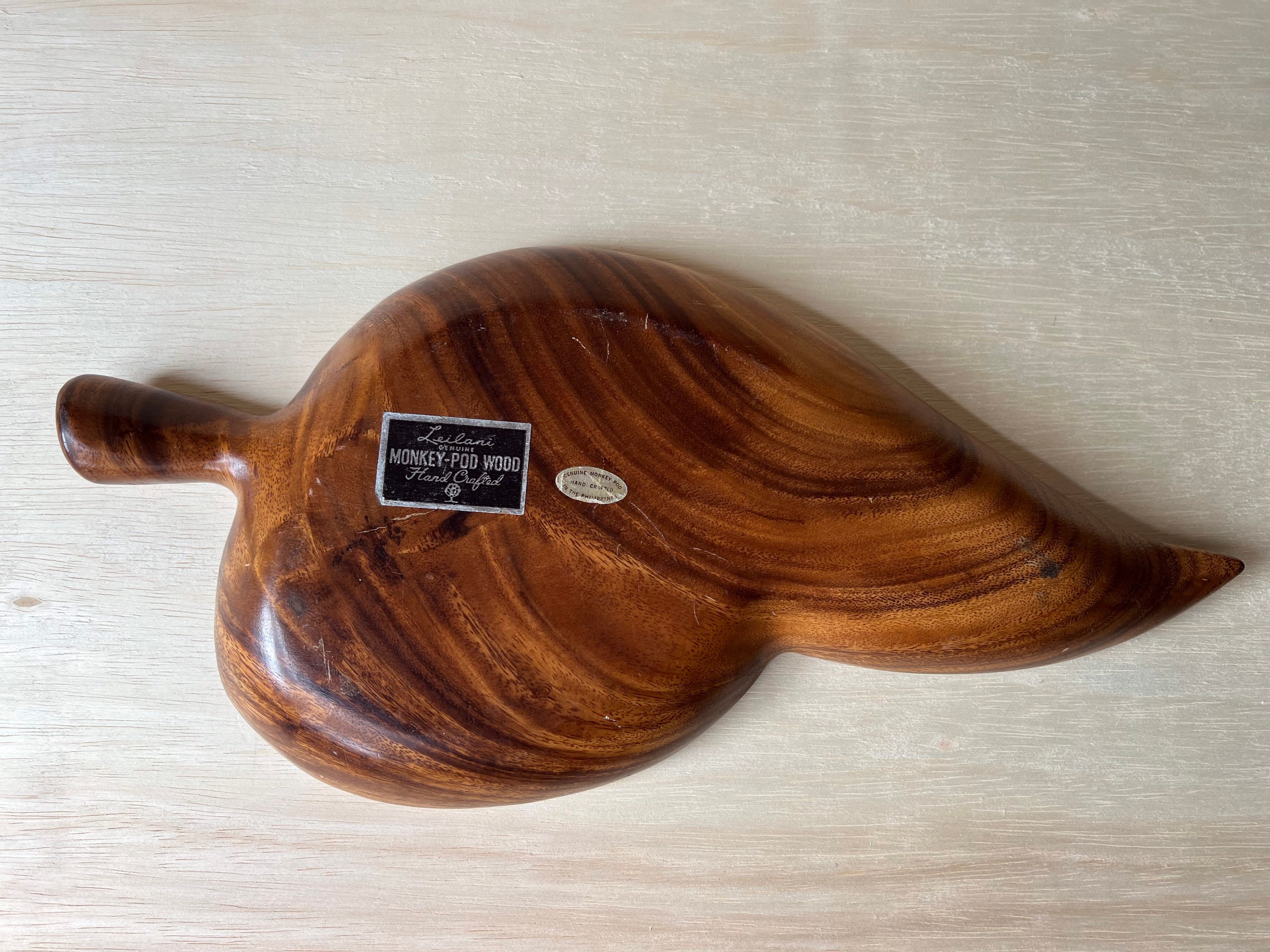Vintage Monkey Pod Leaf Bowl - Etsy