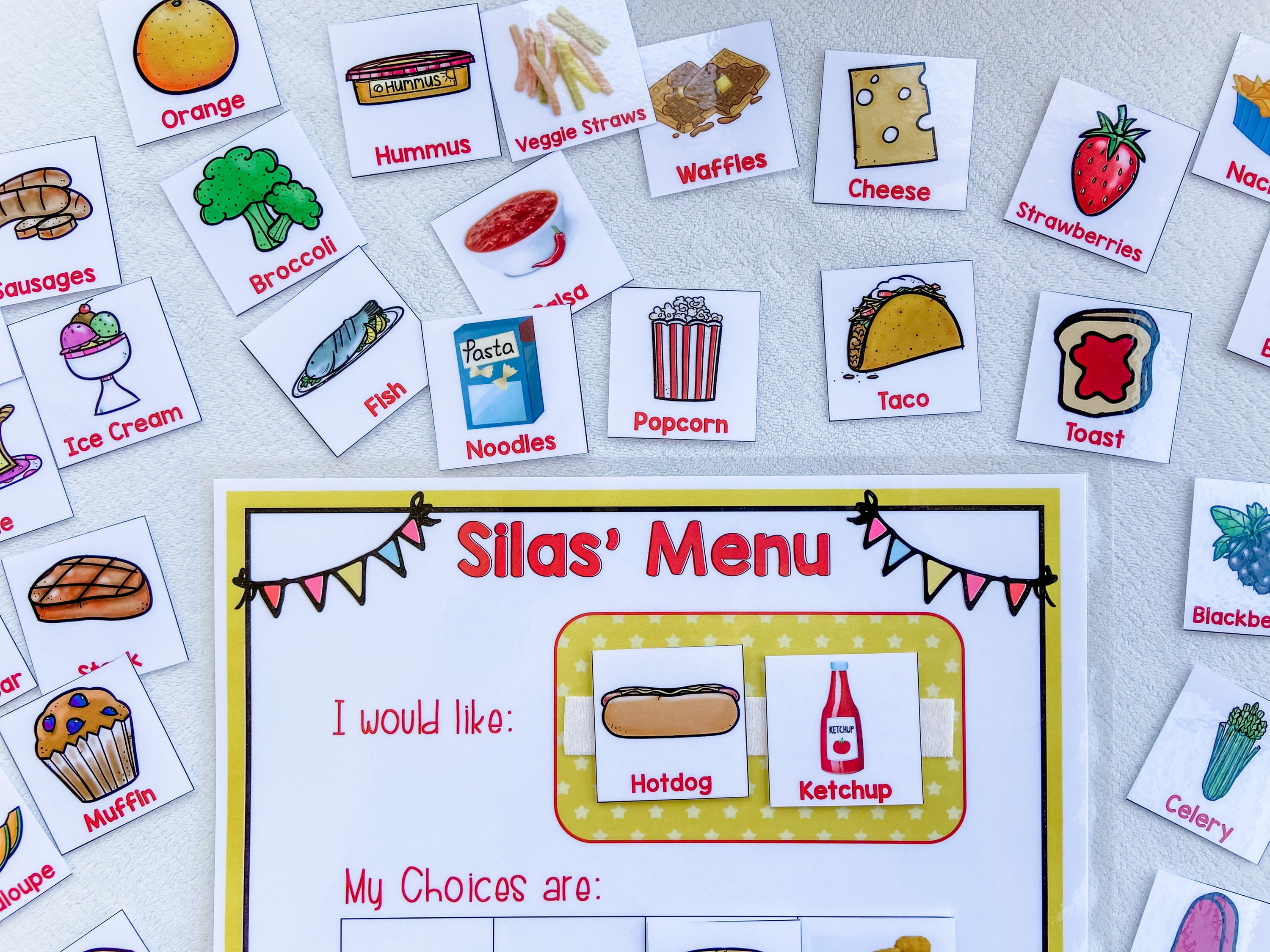 Digital Download Food Choice Board Menu visual autism | Etsy