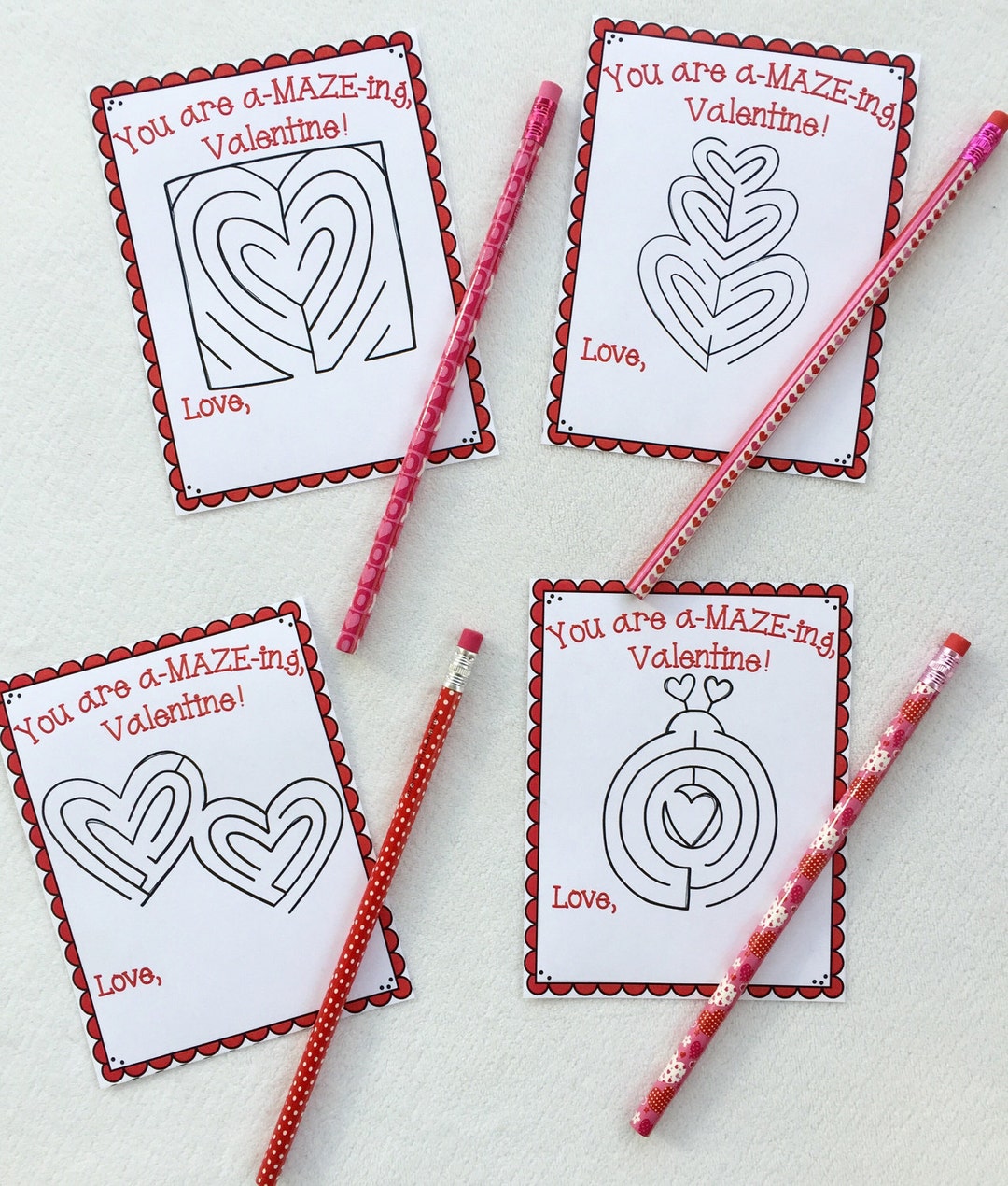 Printable Maze Valentine, Preschool Valentine, School Valentine ...