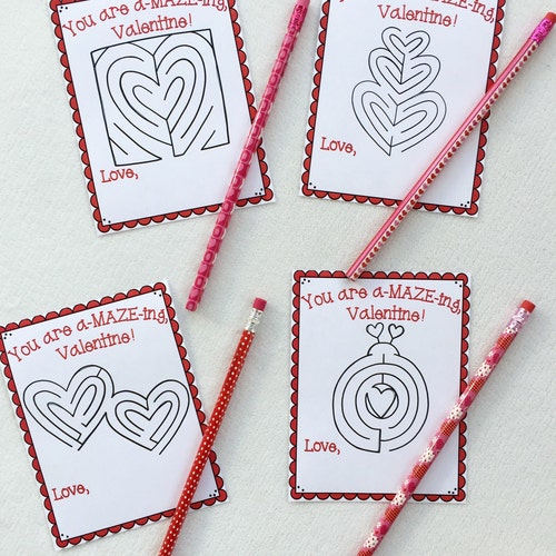 Printable Maze Valentine Preschool Valentine School - Etsy