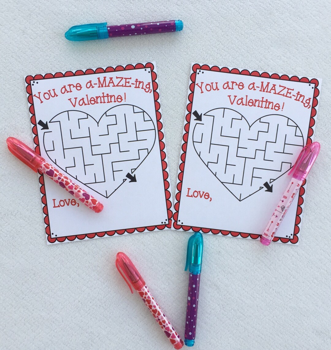 Printable Maze Valentine, Kindergarten Valentine, Elementary School ...