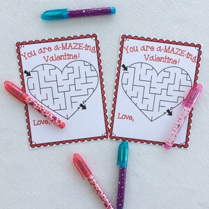 Printable Maze Valentine, Kindergarten Valentine, Elementary School ...