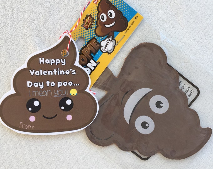 Printable Poop Emoji Kids Class Valentine, Gender Neutral, Digital ...