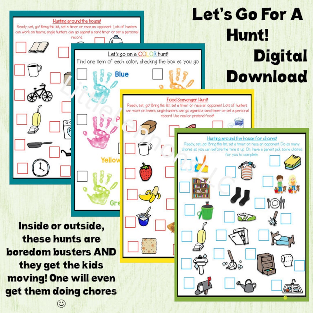 Scavenger Hunt Chores, Foods, Household, Color Scavenger Hunt, Digital ...