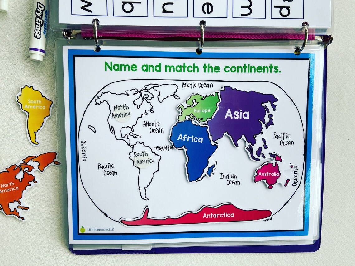 Continent Matching Digital Download Busy Book Page | Etsy