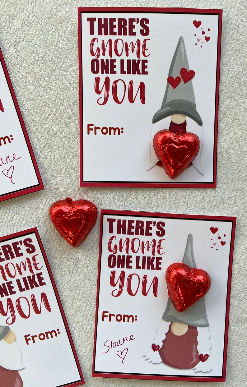 Gnome Kids Class Valentine Digital Download Pdf Keychain - Etsy