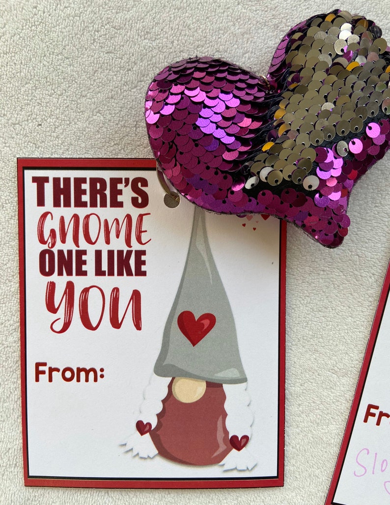 Gnome Kids Class Valentine Digital Download Pdf Keychain - Etsy