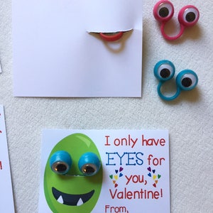 Printable Non Food School Valentine I Only Have Eyes for You Google Eye ...