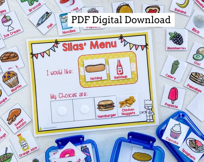 Digital Download Food Choice Board, Menu, Visual, Autism, Adhd, Speech ...