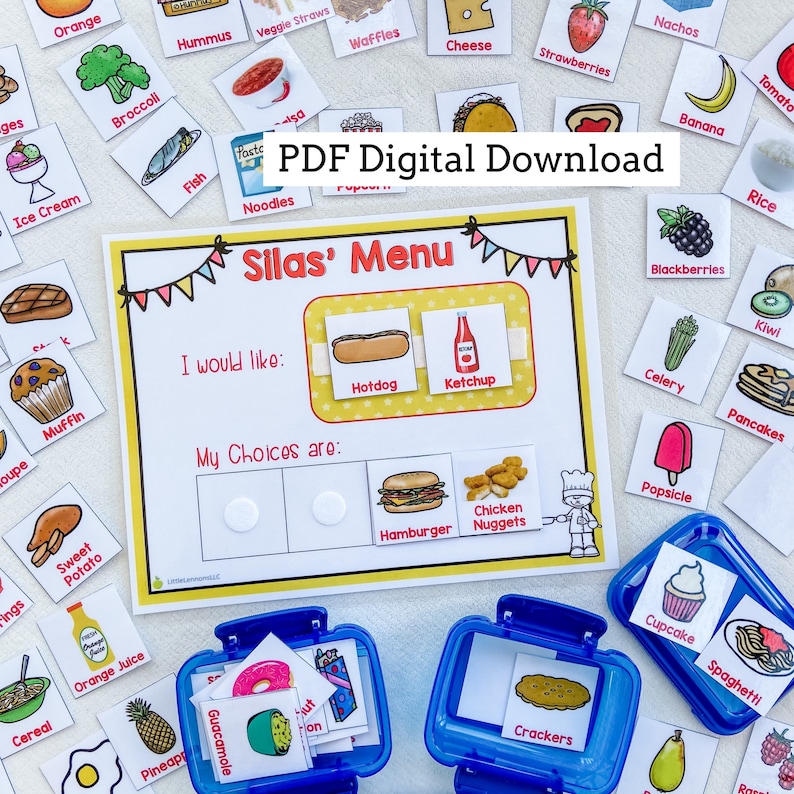 Digital Download Food Choice Board Menu Visual Autism | Etsy