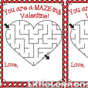 Printable Maze Valentine, Kindergarten Valentine, Elementary School ...